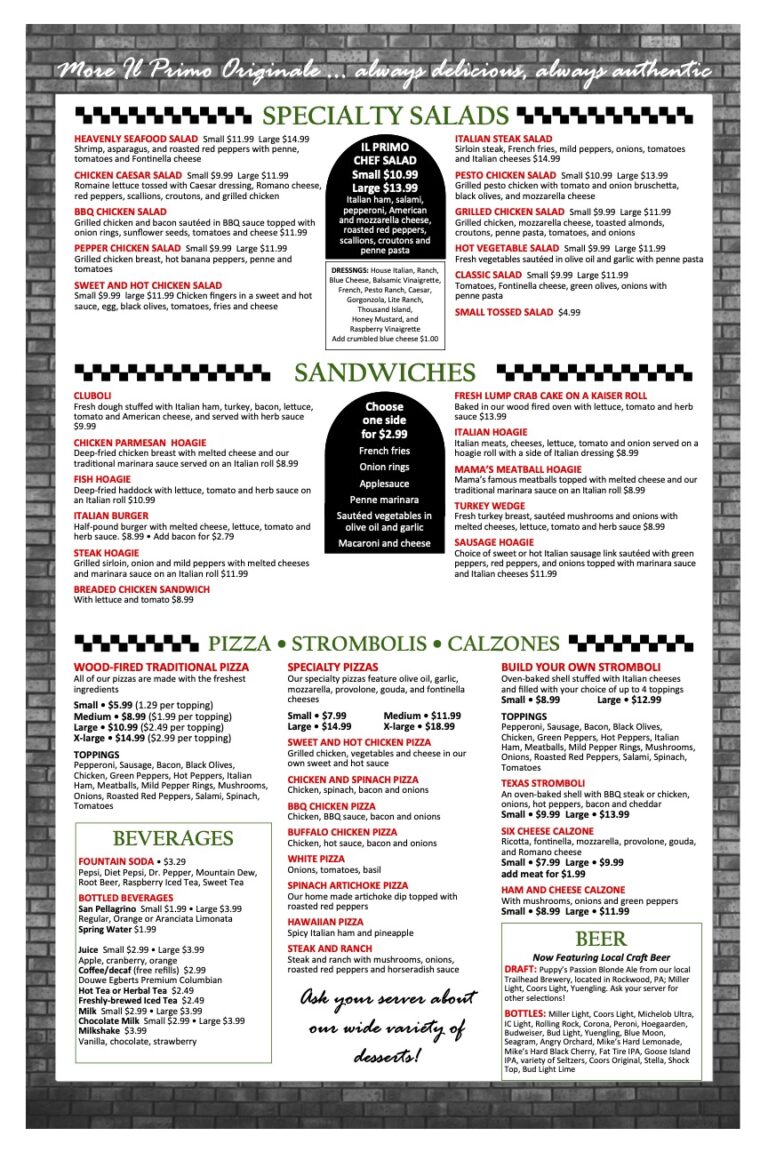 Menu – Italian Oven Somerset