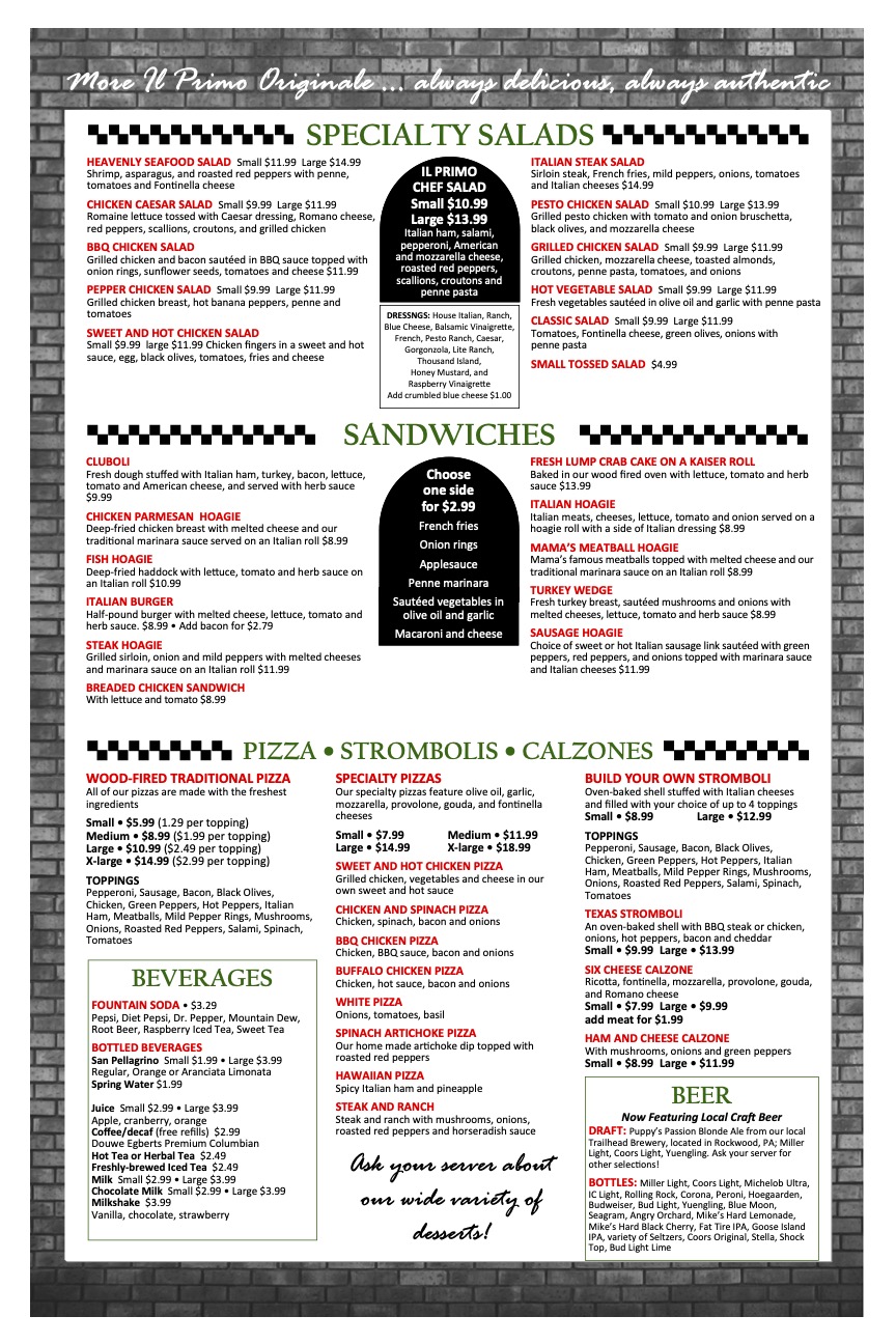 Menu – Italian Oven Somerset